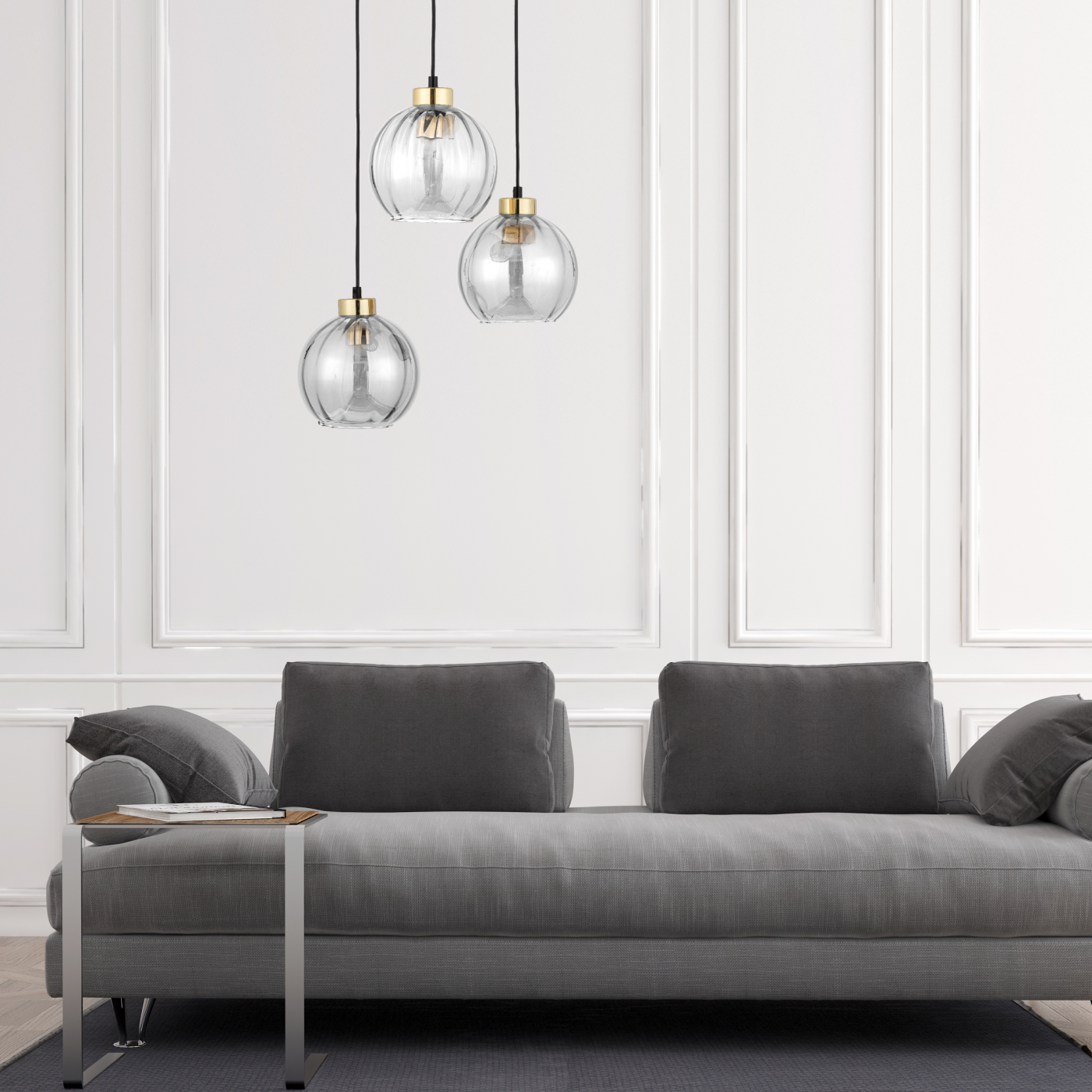 Lampa wisząca DEVI TRANSPARENT 3 PŁ KOŁO (4579) - TK Lighting Czarny || Przezroczysty - sklep Tomix