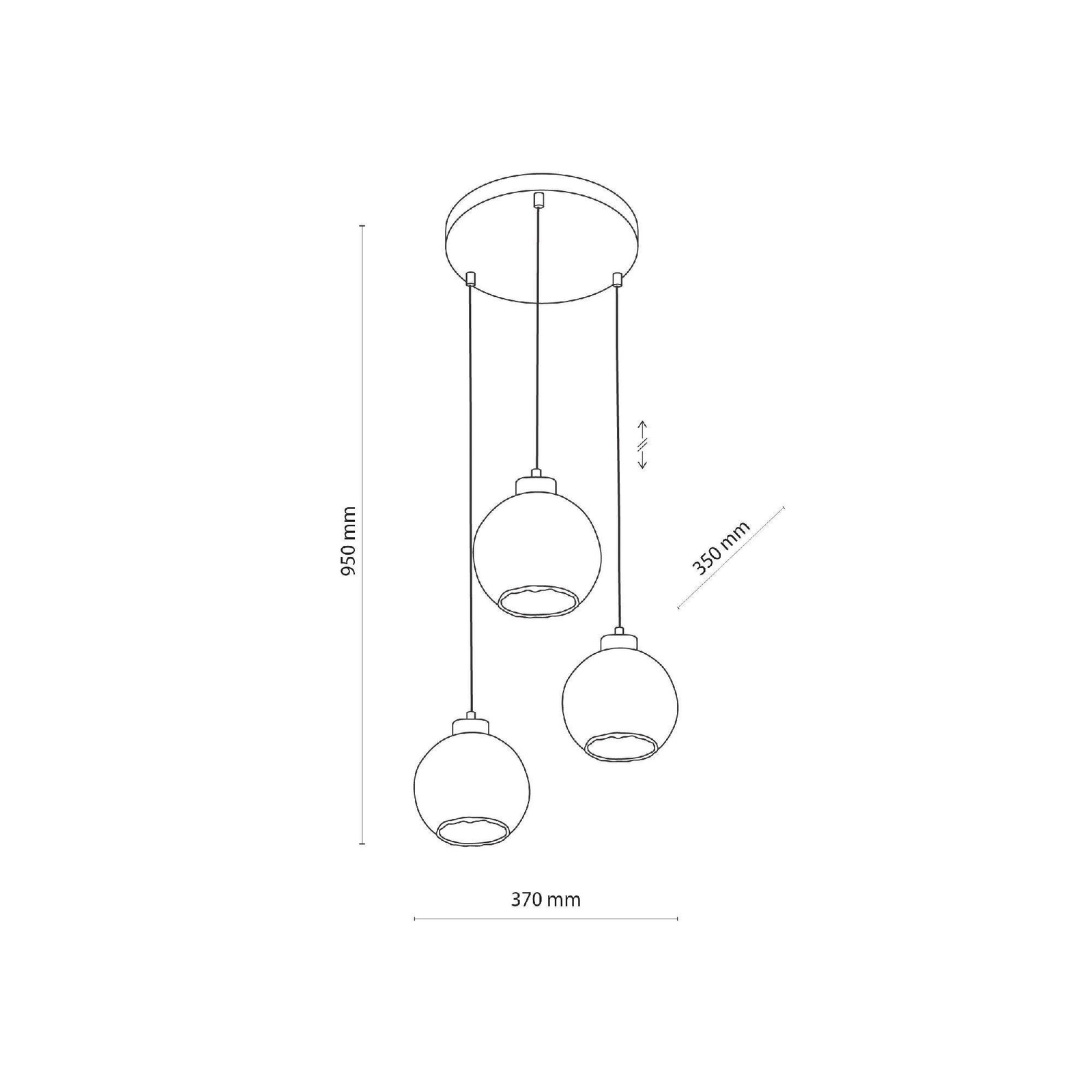 Lampa wisząca DEVI TRANSPARENT 3 PŁ KOŁO (4579) - TK Lighting Czarny || Przezroczysty - sklep Tomix