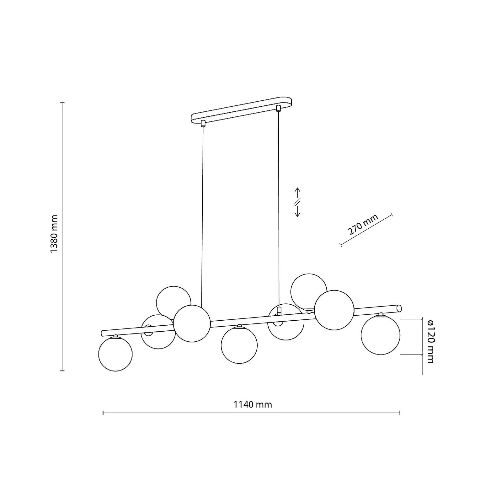 Lampa wisząca ESTERA BROWN 9 (4340) - TK Lighting Brązowy || Bursztynowy \ 9 - sklep Tomix