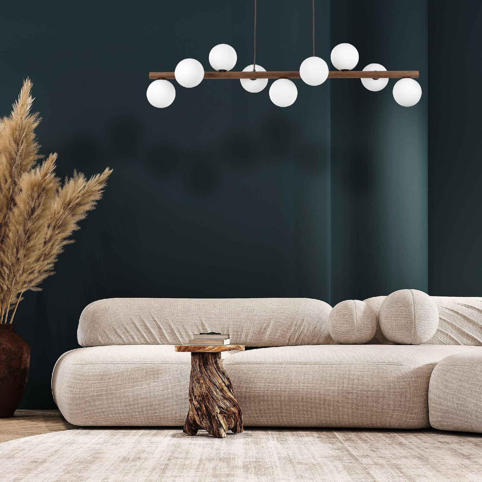 Lampa wisząca ESTERA WOOD ORZECH 9 PŁ (10273) - TK Lighting Biały || Drewno \ 9 - sklep Tomix