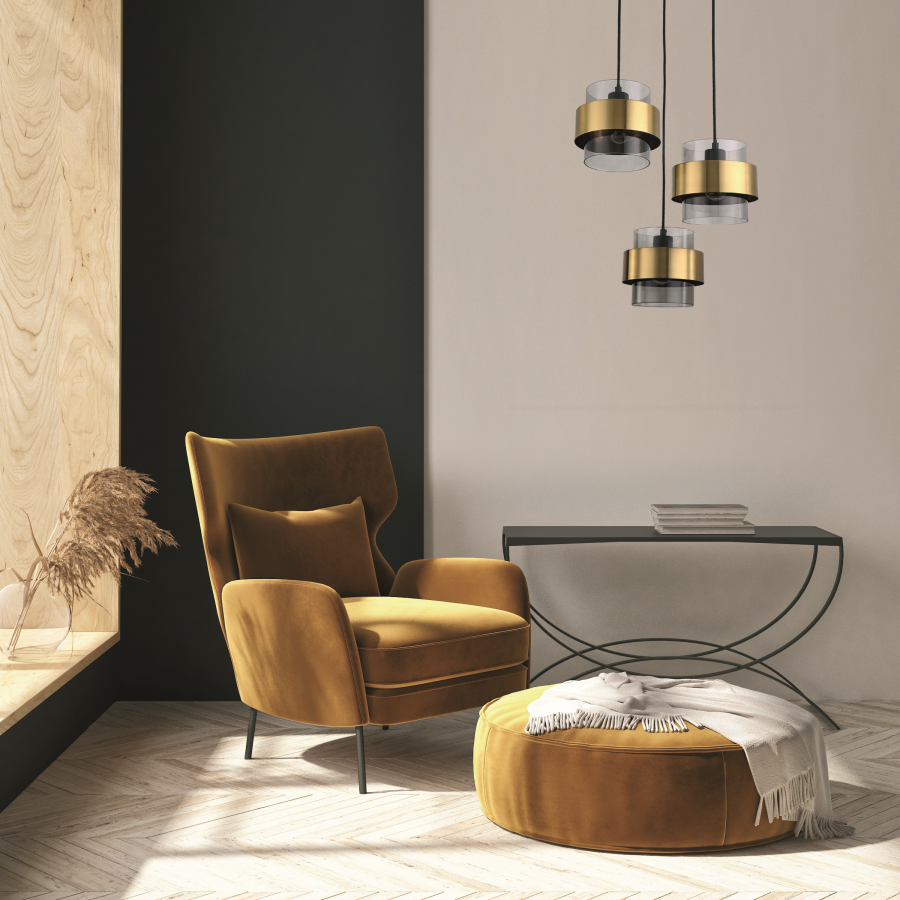 Lampa wisząca Miele 3 dymna LP-866/3P SM/GD - Light Prestige